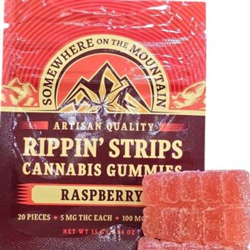Raspberry Rippin' Strips Gummies - 100mg